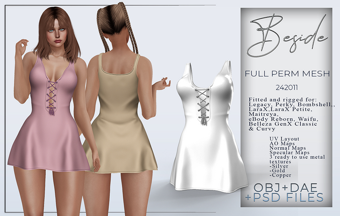 Second Life Marketplace - BESIDE FULL PERM Dress 242011 -PSD+OBJ+DAE